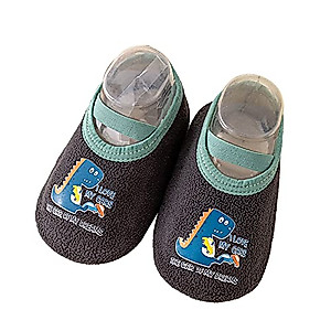 Infant Toddle Short Footwear Winter Toddler Shoes Soft Bottom Indoor Floor Animal Printing Socks Shoes Little Boys Stylish (Black, 12-18 Months)