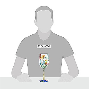 Enesco Designs by Lolita Bejeweled Butterfly Artisan Hand-Painted Wine Glass, 1 Count (Pack of 1), Multicolor