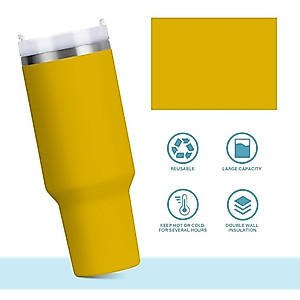 GAIGEO Chrome Yellow Thermal Cup, Reusable Stainless Steel Water Bottles, Double Wall Vacuum Insulation, Suitable for Family Office Sport