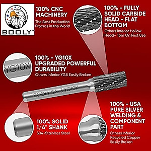 Premium–Grade Die Grinder Bits Carbide Burr Set ¼" Shank 10PC Double Cut Tungsten Rotary Rasp File for Metal Grinding Drill Bits for Makita Dewalt Milwaukee Die Grinder + Gift 4PC Screw Remover Kit