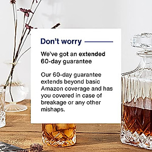 GoodGlassware Whiskey Decanter and Glasses (5 Piece Set) – Elegant Liquor Carafe with Ornate Solid Glass Stopper and 4 Matching Whisky Tumblers - Lead-Free and Dishwasher Safe Transparent