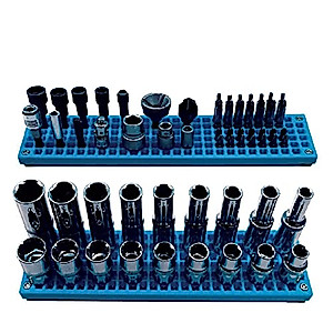 Organizer Genie ® - One Blue Slim Pegboard to organize your Sockets, Wrenches, Pliers, Screwdrivers, Bits and All Other Tools