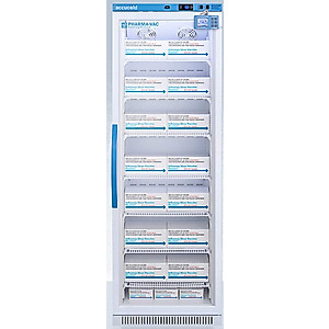 AccuCold ARG15PVDL2B 24 Upright Vaccine Refrigerator with 15 cu. ft. Capacity Plastic-Coated Wire Shelves Temperature Alarm and Factory-Installed Lock in White