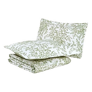 Laura Ashley - King Quilt Set, Reversible Cotton Bedding with Matching Shams, Lightweight Home Decor for All Seasons (Bedford Green/Off-White, King)