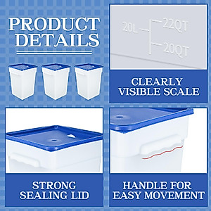 Roshtia 2 Pcs 22 Qt with Lid Commercial Large Food Storage Containers with Lids Airtight Plastic Brining Bucket with Lid Square Polycarbonate Container for Kitchen Sugar Coffee Food Prep, White