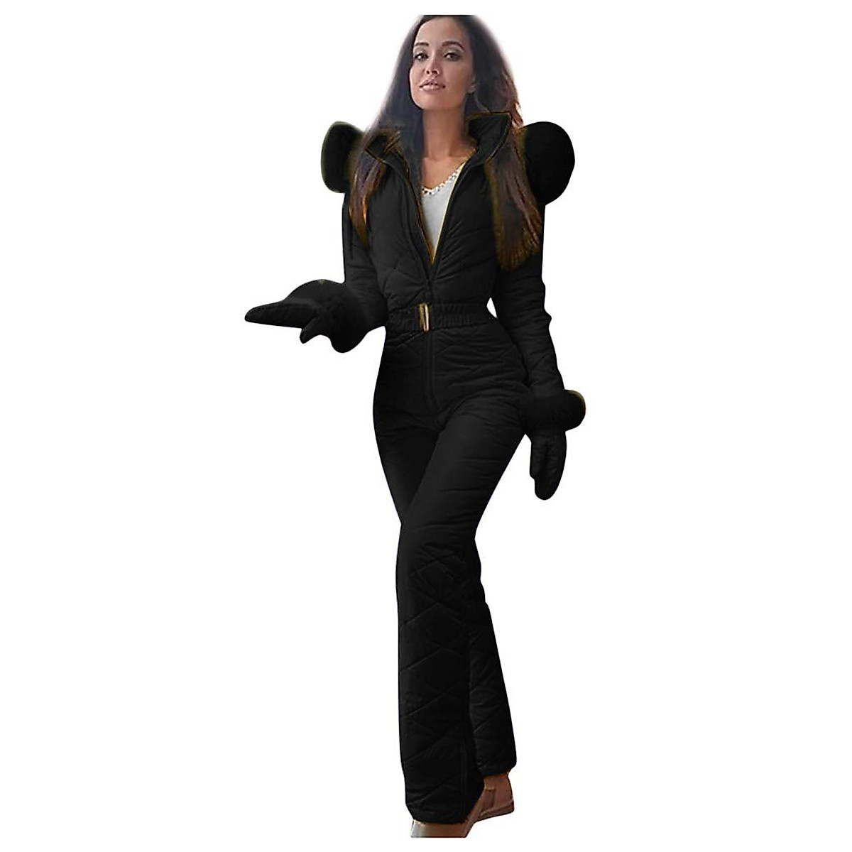 Plus Size One Piece Ski Suits For Women Warm Windproof Ski Jumpsuit Snowsuit With Elastic Waistband Winter Sports Suits…