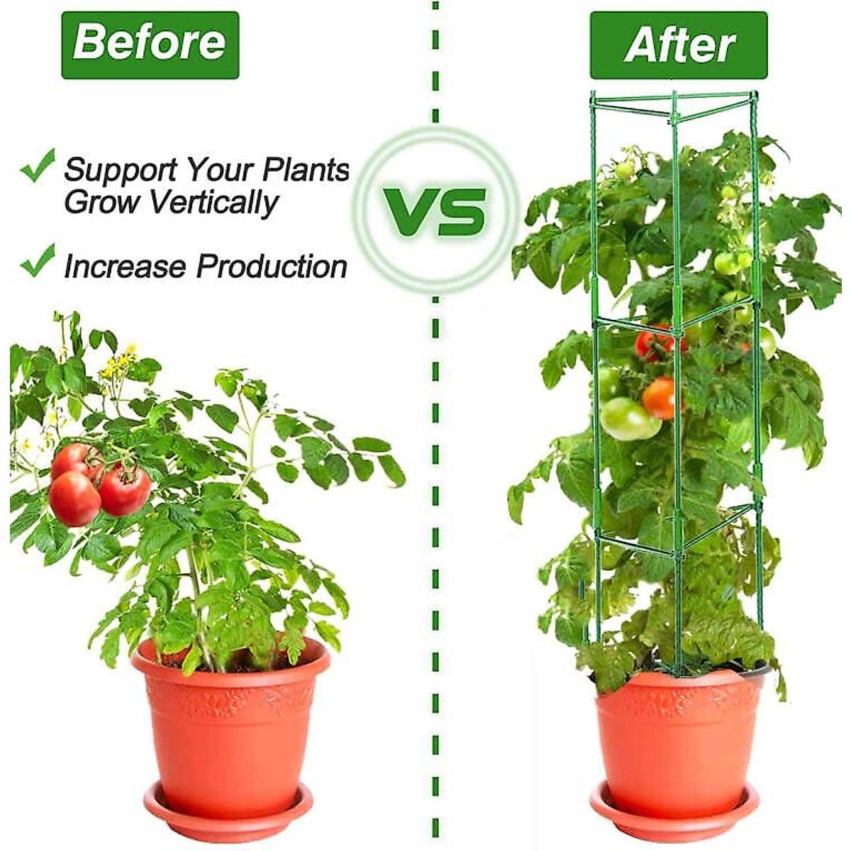 4ft 3-Pack Tomato Cage for Garden Plant Cages, Up to 48inch Plant Supports Tomato Trellis Stakes for Potted Plants, Heavy Duty Tomato Cages Cucumber Trellis for Garden Vertical Climbing Plants Flowers