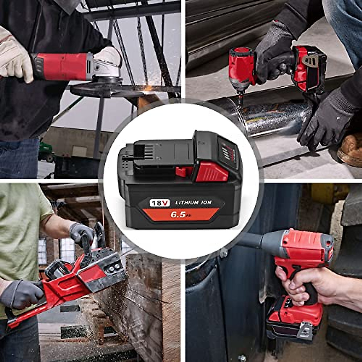 2Packs 6500mAh M18 Battery Compatible with Milwaukee 18V Battery for 48-11-1820 48-11-1850 48-11-1828 48-11-10 48-11-1815 48-11-1852 48-11-1822 48-11-1811 48-11-1840 Cordless Power Tools Batteries