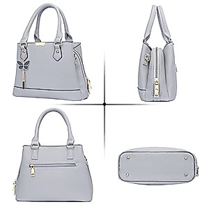 KKXIU Purses and Handbags for Women Top Handle Satchel Shoulder Ladies Crossbody Bags (E-Light Grey)
