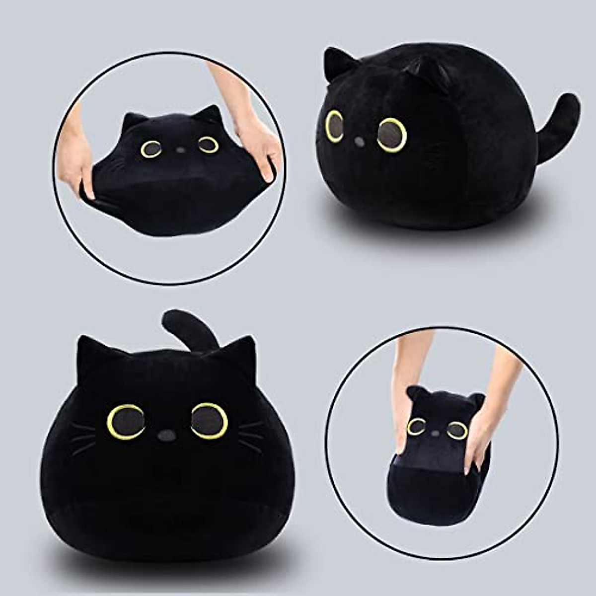 iBccly 8" Black Cat Plush Toy Black Cat Pillow,Soft Plush Doll Cat Plushie Cat Pillow,Stuffed Animal Soft Plush Pillow Baby Plush Toys Cat Shape Design Sofa Pillow Decoration Doll (Black 8 in)