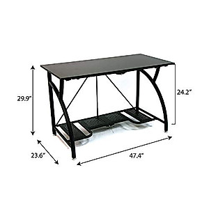 Origami Folding Computer Desk for Office Study Students Bedroom Home Gaming and Craft | Space Saving Foldable Design, Fits Dual Monitors and Laptop, Collapsible, No Assembly Required | Black, Large (RDE-01)