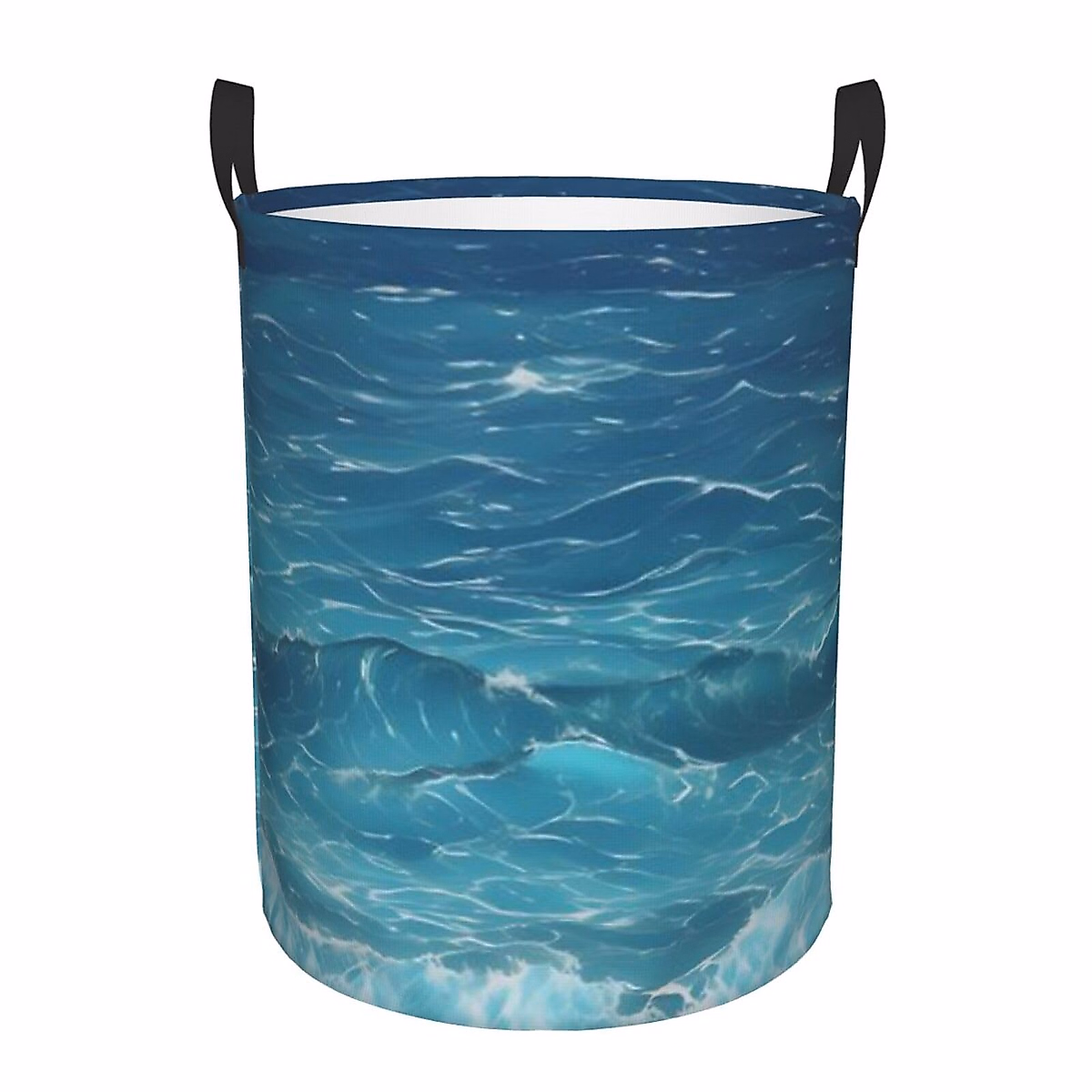 The Deep Ocean Print Laundry Basket for Bathroom Laundry Hamper with Handles Collapsible Circular Hamper Waterproof Dirty Clothes Hamper Organizer Basket