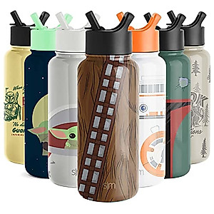 Simple Modern Star Wars Chewbacca Water Bottle with Straw Lid Vacuum Insulated Stainless Steel Metal Thermos | Gifts for Women Men Reusable Leak Proof Flask | Summit Collection | 32oz Chewbacca