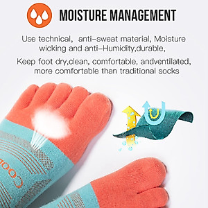 AONIJIE Pack of 3 Sports Socks Athletic Five Toe Socks for Men Women Running Hiking Wicking Crew Mid Cut M Size