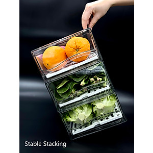 Femoliyes Refrigerator Organizers and Storage Drawer, Stackable Fruit Storage Containers for Fridge, Reusable Fridge Organizer fit for Kitchen Refrigerator and Restaurant Freezer (2 Drawers, Large)
