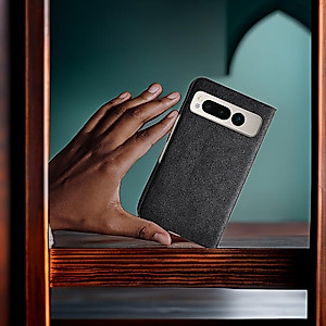 TYXDKJ Alcantara Case for GooglePixel Fold,Handmade Half-Wrapped Synthetic Suede Cover (Black)