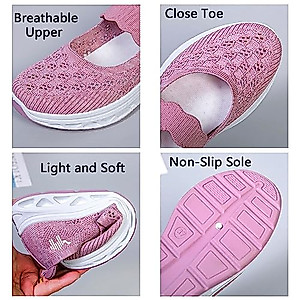 Women's Slip On Mesh Soft Sole Sneakers, Summer Lightweight Breathable Backless Flat Loafers Non-Slip Walking Shoes Casual Mom Shoes Tennis Workout Shoes (Black,7)