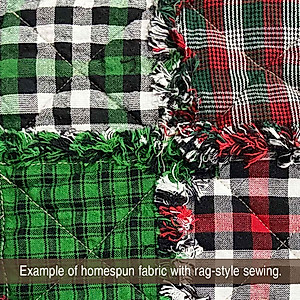 Mountain Lodge 5 Green Cotton Homespun Christmas Plaid Fabric by JCS - Sold by The Yard
