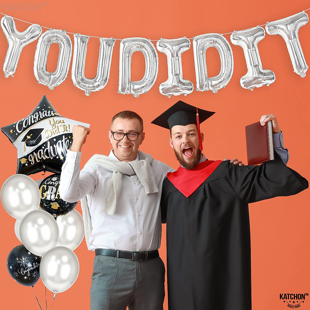 KatchOn, Silver You Did It Balloons - 16 Inch | You Did It Banner for Graduation Decorations Class of 2024 | You Did It Balloons Banner, Graduation Balloons Class of 2024 | Graduation Foil Balloons