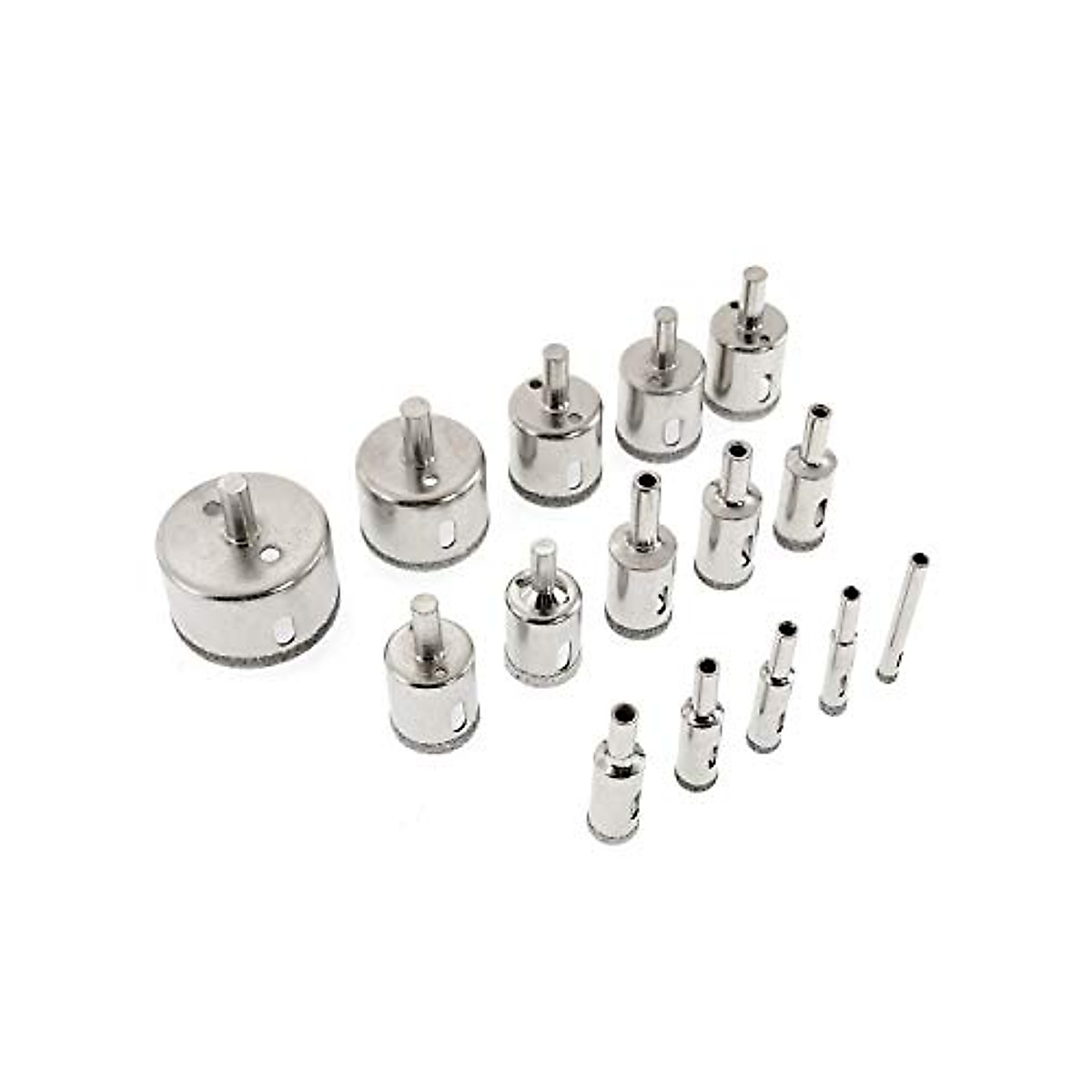 BEAMNOVA Set of 16 Diamond Drill Bits with Jig Ceramic Tile Hole Drilling Set Kit 6mm-50mm 1/4~2 Inch Hole Saw Set for Glass Stone Granite Marble