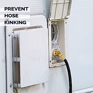 Morvat 45 Degree Solid Brass Water Hose Elbow, Garden Hose Kink Protector with ON/OFF Shutoff Valve, Female to Male RV Spigot & Faucet Adapter & Pipe Fitting Connector, Includes Extra Rubber Washers