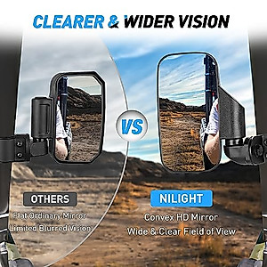Nilight UTV Side Mirrors Compatible With 2015-2023 Polaris Ranger 1000 Can-Am Defender Maverick Trail Pro-Fit Cage Profiled Tube Adjustable Break-Away Rear View Mirror, 2 Years Warranty