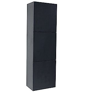 Fresca Bath Bathroom Linen Side Cabinet with 3 Large Storage Area, Black