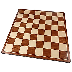 Pallas Rounded Corners Chess Board with Inlaid Mahogany Wood, Large 17 x 17 Inch, Board Only