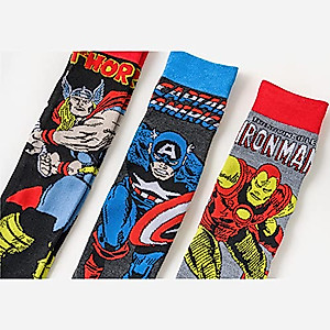 JAHERM Marvel Avengers Crazy Socks for Men, 5 Pack Funky Funny Novelty Colorful Cotton Superhero Crew Socks, Groomsmen Socks, US Size 9-11
