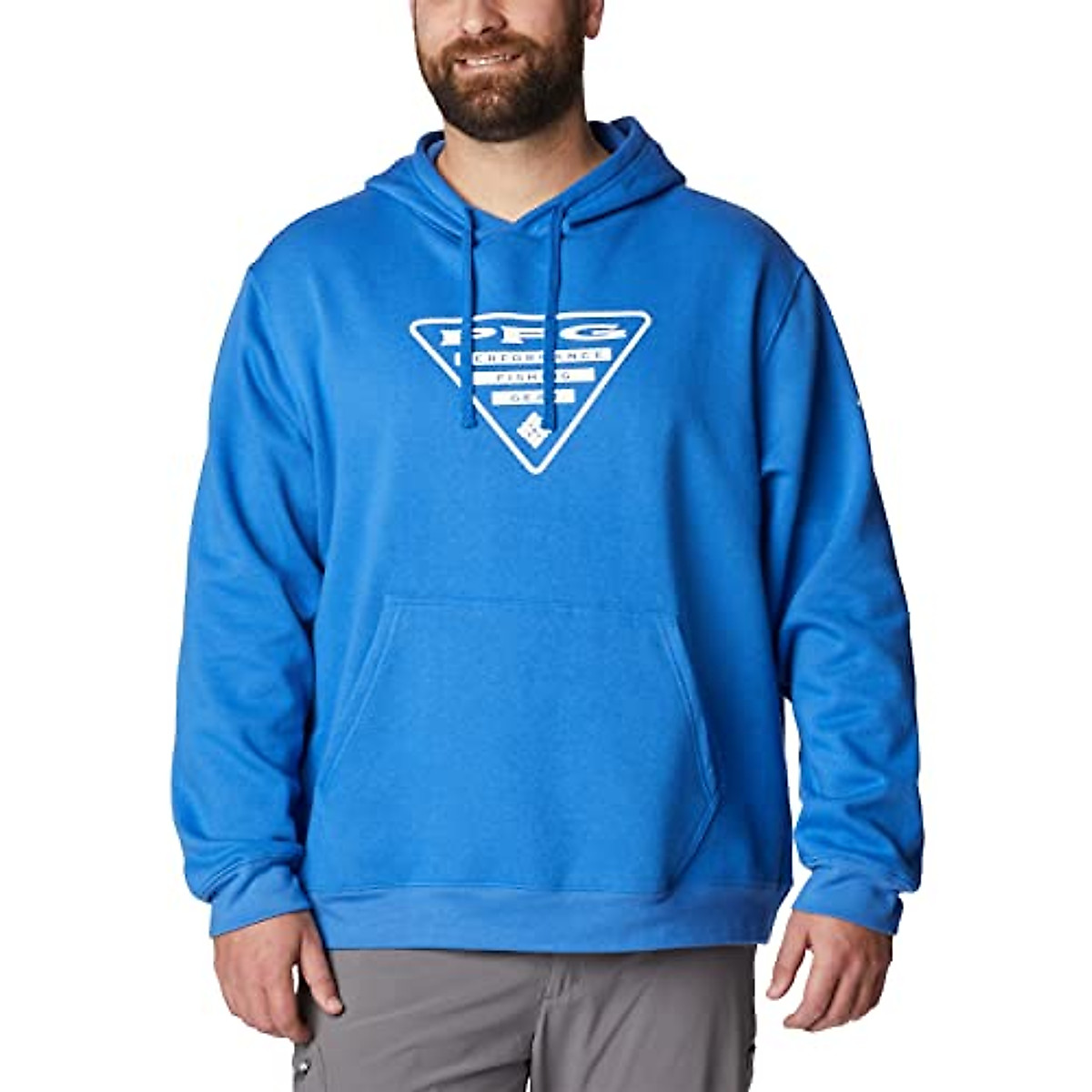 Columbia Men's PFG Triangle II Hoodie, Vivid Blue/White, Large