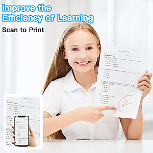 Mini Printer Sticker Printer Print Pod with 6 Rolls Sticker Paper, Seven Color Lighting Modes for DIY Scrapbook, Travel, Notes, Label, Memo, Compatible with iOS&Android