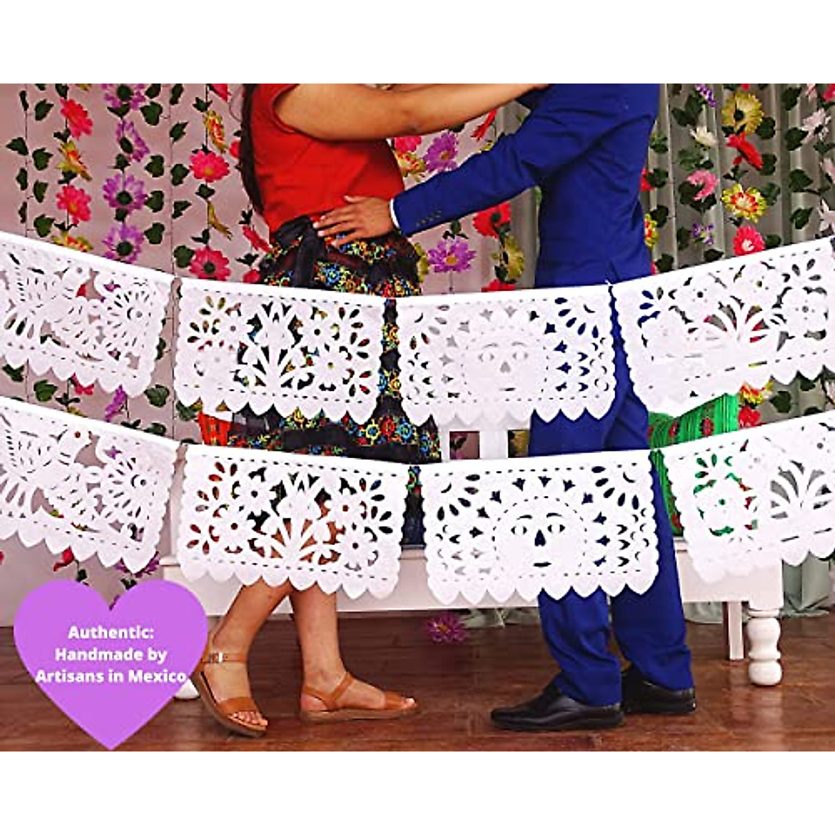 White Papel Picado, White Fiesta Banner, Mexican Theme Party Supplies, Mexican Wedding Flags Cinco de Mayo Tissue Paper Panels WS700