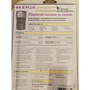 TEXAS TI-BA II PLUS - ADVANCED FINANCIAL CALC (TIBA2P) -
