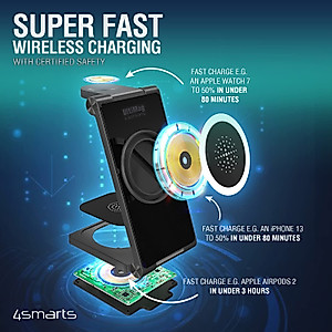 LAVAVIK Wireless Charging Station, 3 in 1 22.5W Fast Magnetic Charger Stand with 18W Adapter Foldable Fast Charging Dock for iPhone 15/14/13/12/11/X/Plus/Pro/Max, iWatch 9 8 7, AirPods Pro