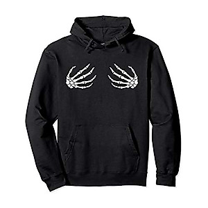 Fun Halloween Boobs Skeleton Hand Pullover Hoodie