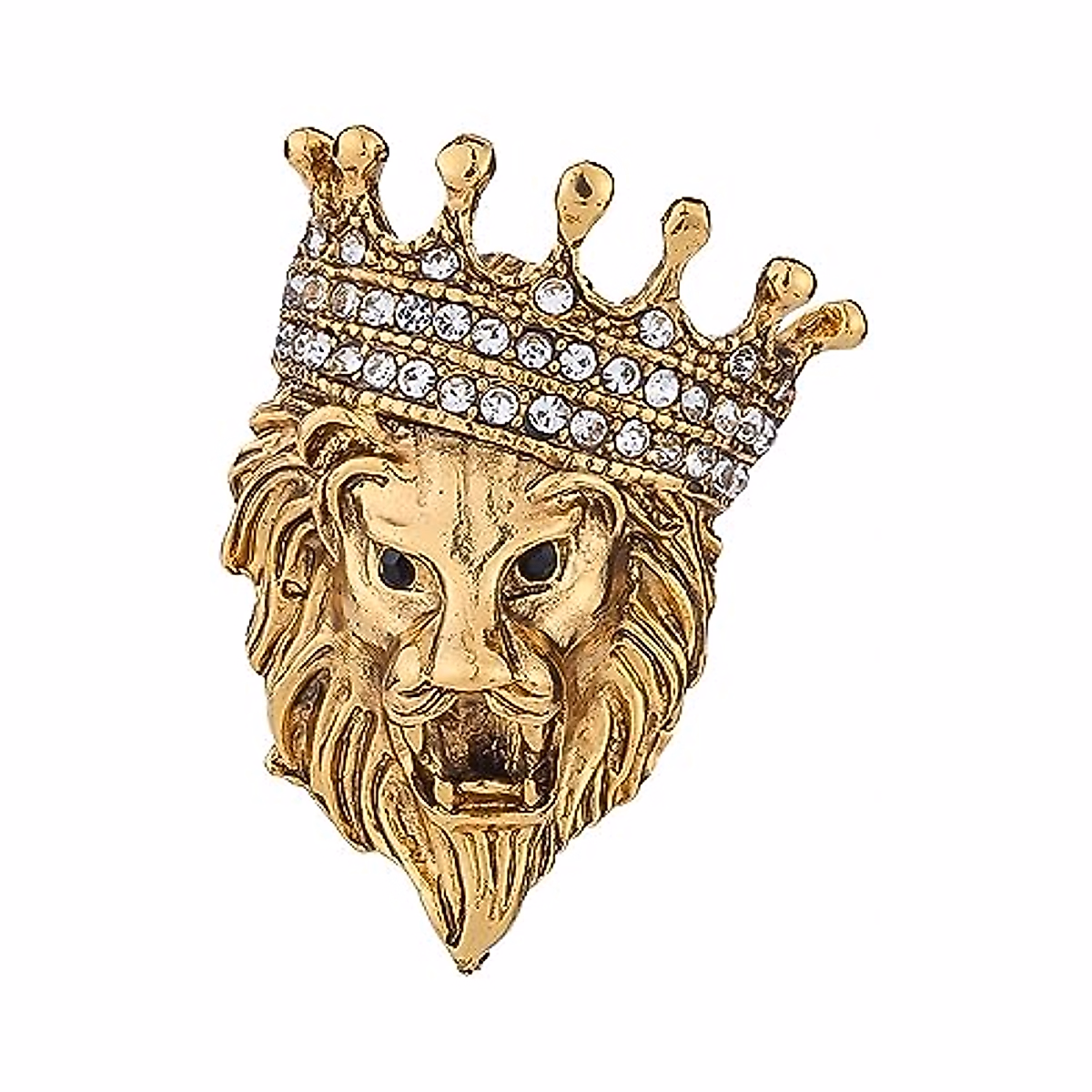 Crown Pel Pin for Men,Vintage Lapel Pin for Men Suits Enamel Backpacks Pins Coat Jacket Lion King Crown Pin Graduation Dress Crystal Brooch Badge (Old gold)