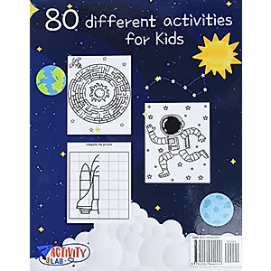 Space Coloring and Activity Book for Kids Ages 4-8: Coloring, Mazes, Dot to Dot, Puzzles and More! (80 Space Illustrations)