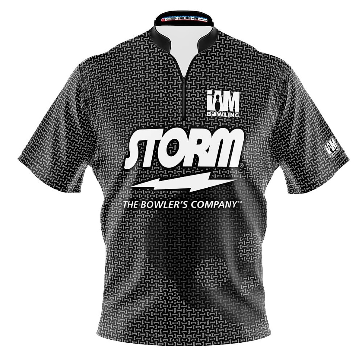 Logo Infusion Dye-Sublimated Bowling Jersey (Sash Collar) - I AM Bowling Fun Design 2040-ST - Storm - Halloween Bones (5X-Large)