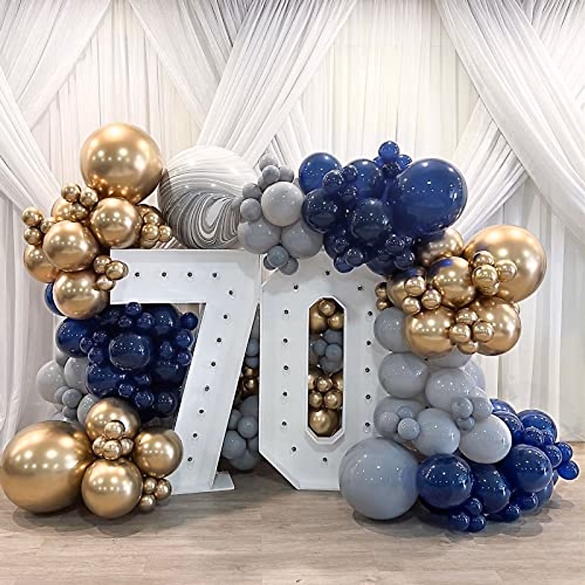 FOTIOMRG 130pcs Navy Blue Balloon Garland Arch Kit, 18 12 10 5 inch Navy Blue Latex Balloons Different Sizes Pack for Graduation Baby Shower Baseball Nautical Wedding Birthday Party Decorations（with