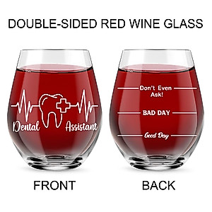AGMDESIGN Funny Dental Assistant Wine Glass Gift Box, Inspirational Gifts for Dental Office, Glass Gifts for Dental Assistants, Gifts for Women, Gift for Dental Student
