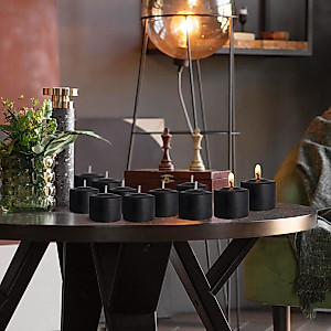 Bulk Pillar Candles - 24 Pack of 1.25 Inch, Black Candles for Kitchen, Spa, Lantern, Mantel, Prayer and Emergency Shelter