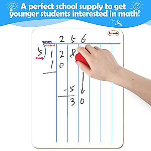 Dry Erase Long Division White Board,9 x 12 Multi-Digit Computation Double-Sided Dry Erase Board,Math Manipulatives White Board for Students,Classroom and Home,Small White Board Dry Erase (Division)