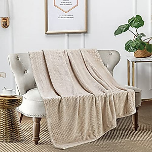Thesis Fleece Throw Blanket for Couch Linen Throw Blanket – Waffle Weave Textured Microfiber Cozy Soft Throw Blanket, 50x60 Inches