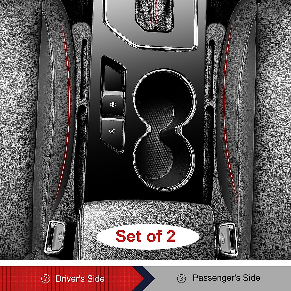 ARISMOTOR Car Side Seat Gap Filler Universal Fit Organizer for Car SUV Truck to Fill The Gap Between Seat and Console Stop Cellphones Keys Wallet Coins from Dropping, Pack of 2