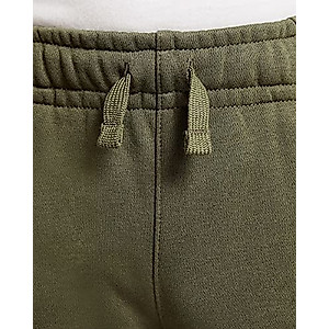 Nike Sportswear Club + HBR Fleece Shorts (Big Kids) (Medium, Medium Olive/Total Orange/White)