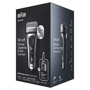 Braun Electric Razor for Men, Series 8 8457cc Electric Foil Shaver with Precision Beard Trimmer, Cleaning & Charging SmartCare Center, Galvano Silver
