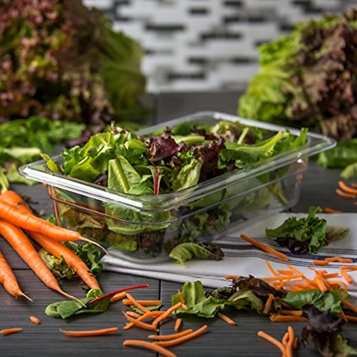 Carlisle FoodService Products Plastic Food Pan 1/4 Size 2.5 Inches Deep Clear