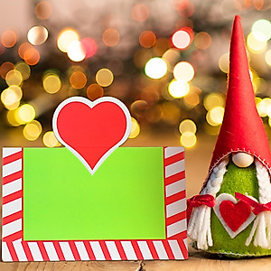 Affrolling 48 Pcs Christmas Place Cards for Table Green Elf Christmas Table Name Cards Green Christmas Elf Place Cards Tented Folded Dinner Name Tag for Birthday Holiday Party