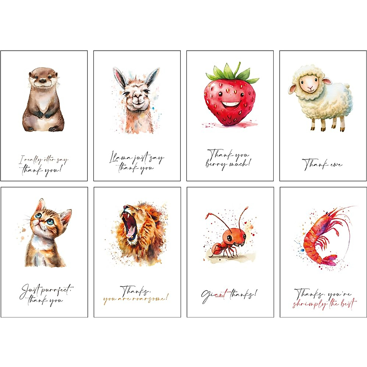 the lazy panda card company All my Puns are Intended - 30 Too Punny Thank You Cards with Envelopes (Too Punny Thank You Cards)