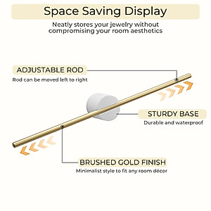 Aucent necklace hanger wall mount - hanging jewelry holder organizer, necklace holder wall mount, bracelet display, necklace and bracelet holder, jewelry display, towel bar holder. (2, White)